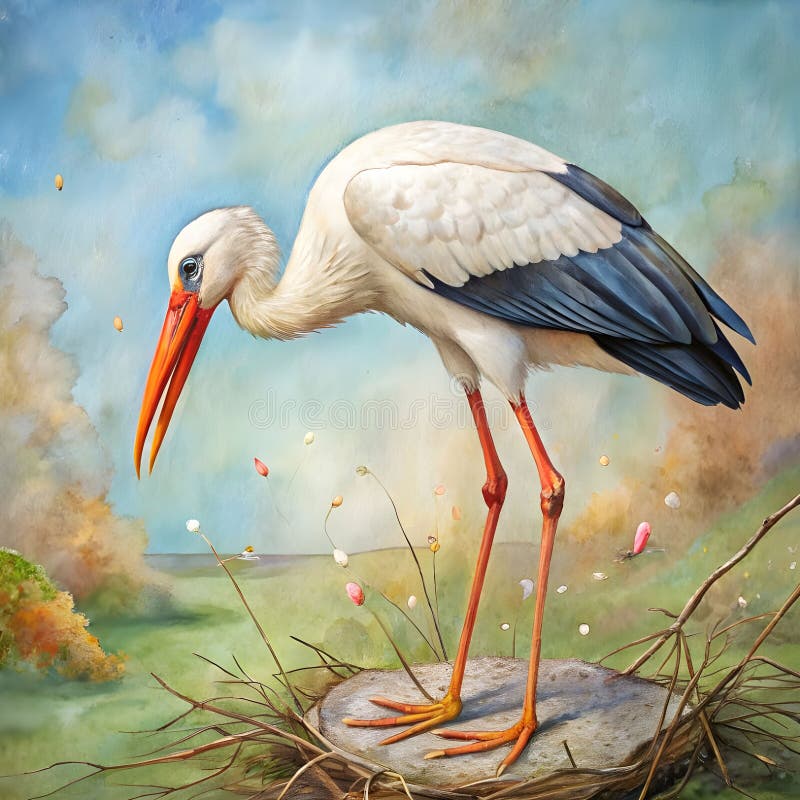 Stork pick stock illustration. Illustration of action - 345428681