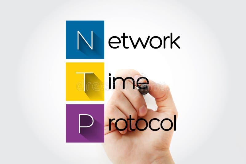 NTP, Network Time Protocol. Concept with Keyword, People and Icons ...
