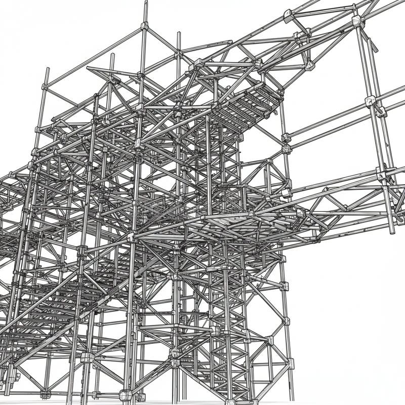 Ntricate Scaffolding Structure with a Network of Steel Beams and ...