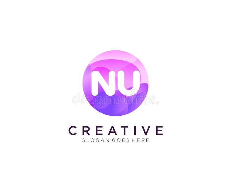 NU Initial Logo with Colorful Circle Template Vector Stock Vector ...