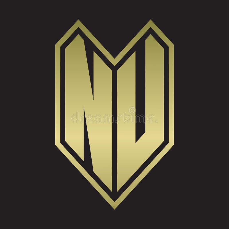 NU Logo Monogram with Emblem Line Style Isolated on Gold Colors Stock ...