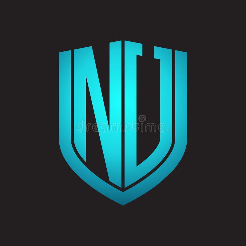 NU Logo Monogram with Emblem Shield Design Isolated with Blue Colors on ...