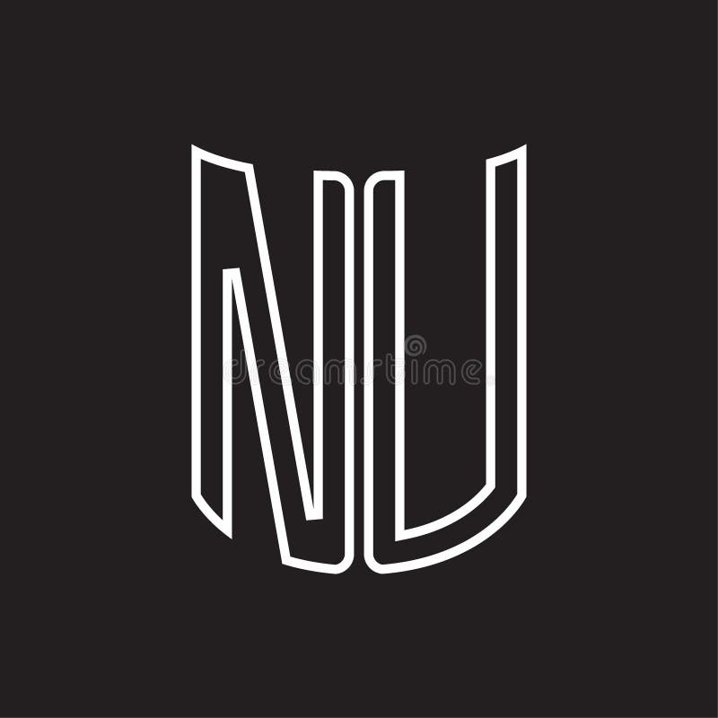 NU Logo Monogram with Ribbon Style Outline Design Template Stock Vector ...