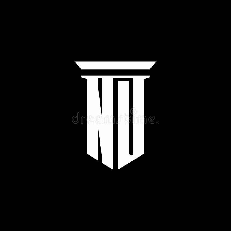 NU Monogram Logo with Emblem Style Isolated on Black Background Stock ...