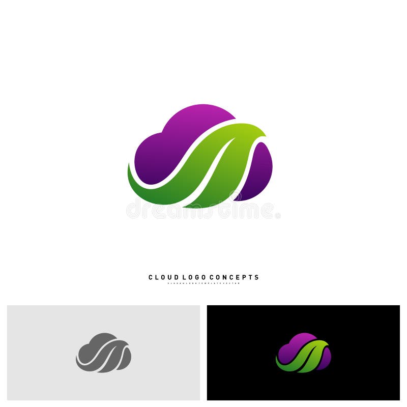 Nuage Logo Design Concept Vector De Nature Nuage Avec La Feuille Logo ...