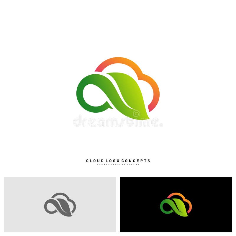 Nuage Logo Design Concept Vector De Nature Nuage Avec La Feuille Logo ...
