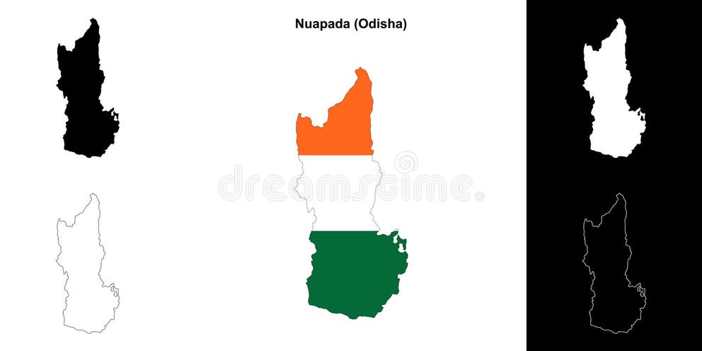 Nuapada outline map stock vector. Illustration of area - 368835907