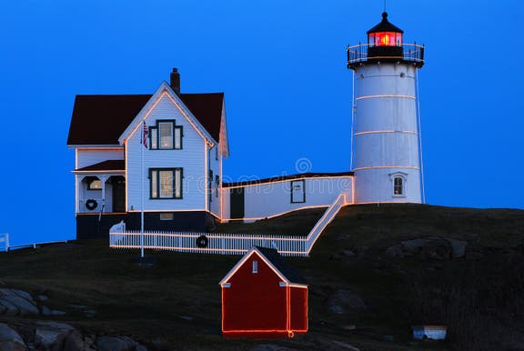 The Nubble Light at Christmas Editorial Photo - Image of historical ...