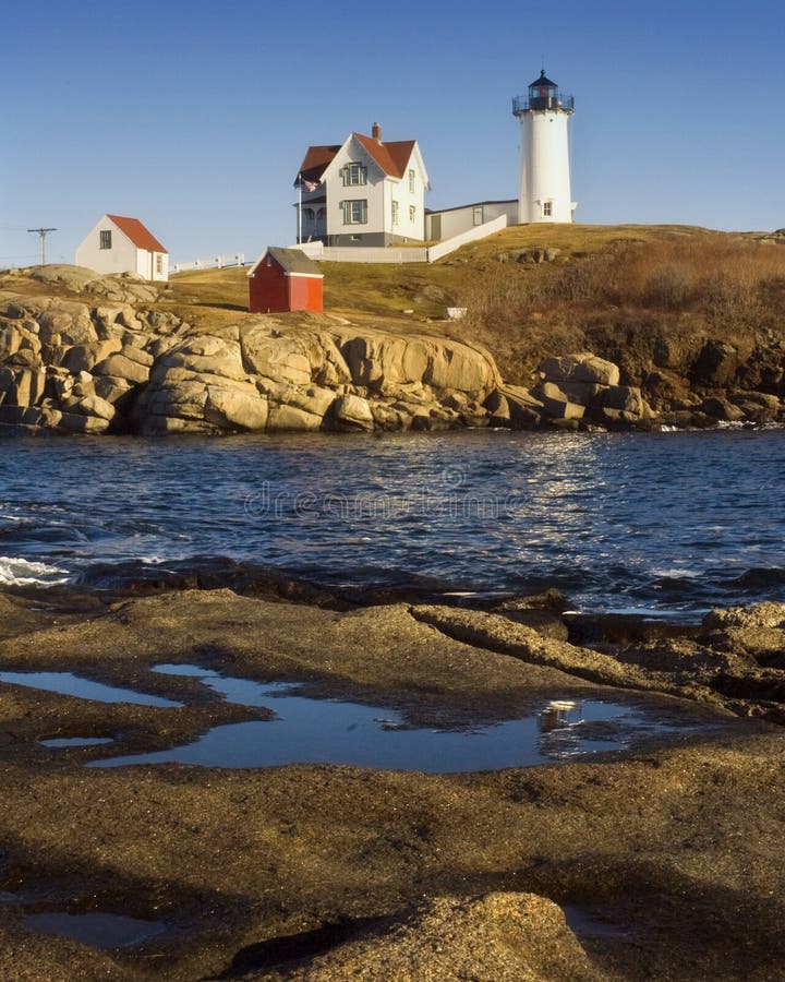 Nubble Lighthouse stock image. Image of holiday, rocks - 4269741