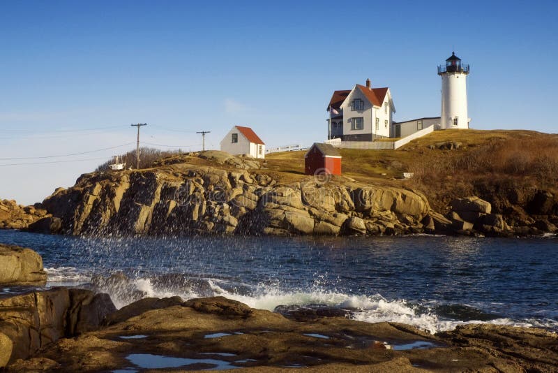 Nubble Lighthouse stock image. Image of lighthouses, ocean - 4269833
