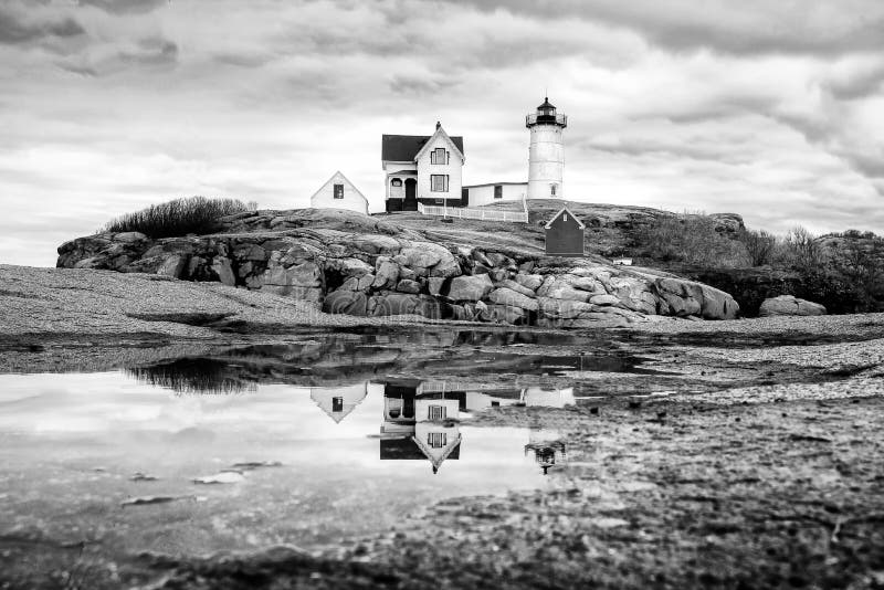 Nubble Lighthouse Reflection Stock Image - Image of atlantic, beach: 118709817