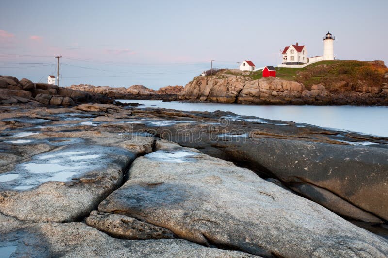 Nubble Lighthouse at Sunset Stock Photo - Image of ocean, maine: 18107424