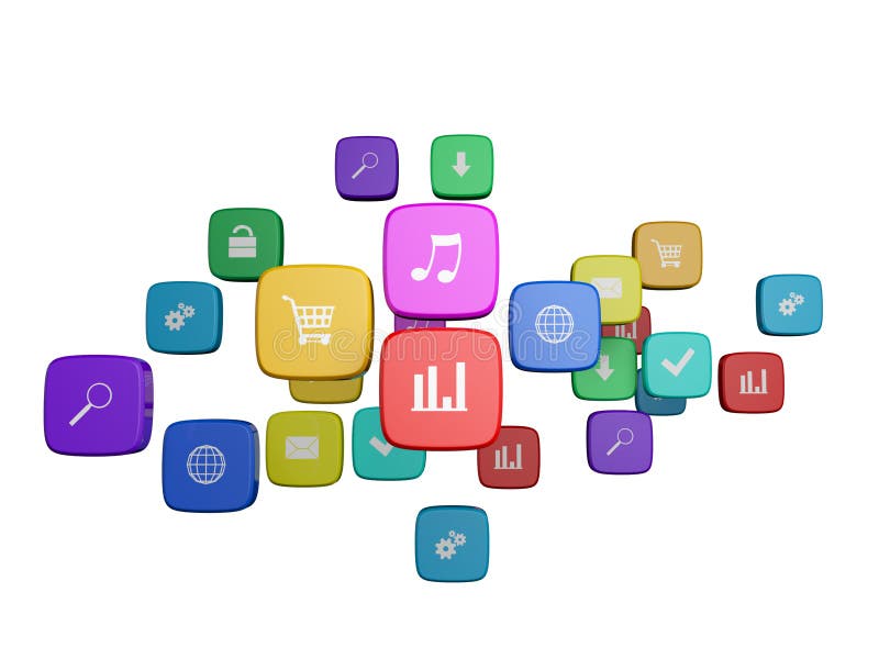 Nube De Los Iconos Del Programa Aislados Stock de ilustración - Ilustración de cellphone ...
