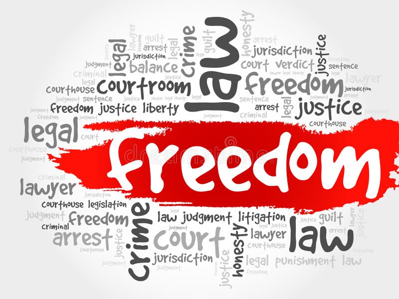 Collage De La Palabra De Libertad En La Nube Stock de ilustración ...