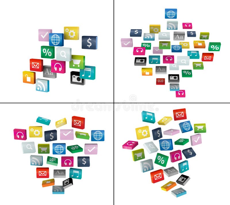 Nube de iconos de software stock de ilustración. Ilustración de llamada - 25652075