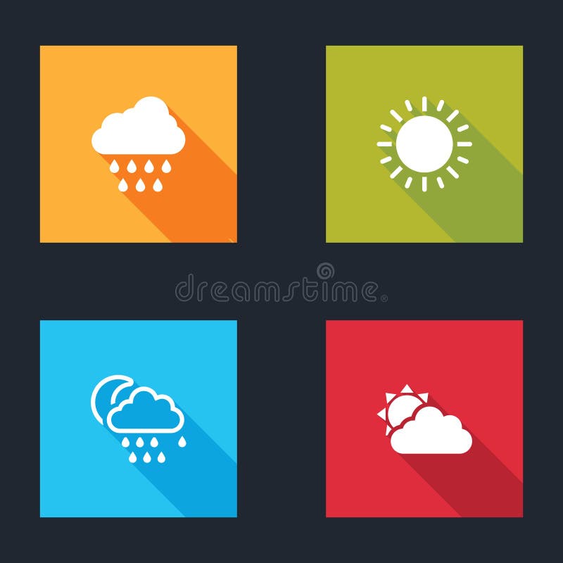 Nubes Con Lluvia Sol Y Luna Y Nubes Clima Icono. Vector Ilustración del ...