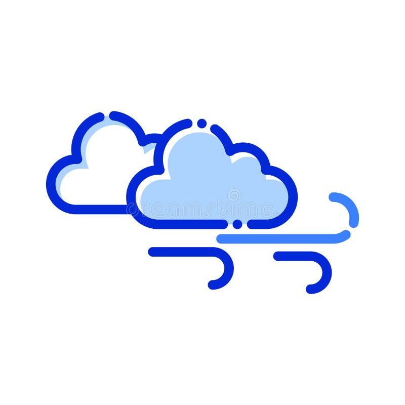 Nubes Viento Soplan Clima Completamente Editable Icono Vector ...
