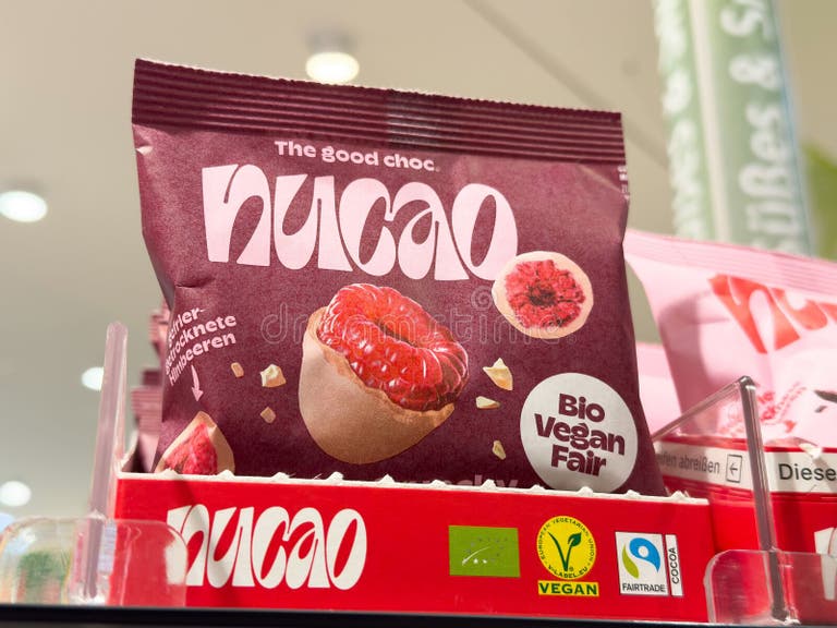 Nucao Vegan Raspberry Chocolate Bar on Store Display Editorial Stock ...