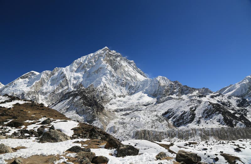 Nuche Summit beside of Everest from Kallapather Summit Stock Photo ...