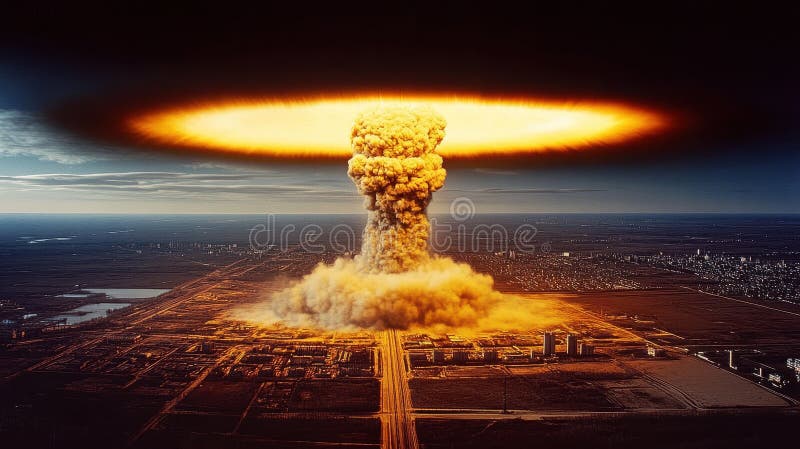Nuclear Aftermath Mushroom Cloud Over Cityscape Devastation and Apocalypse in a Dystopian World ...