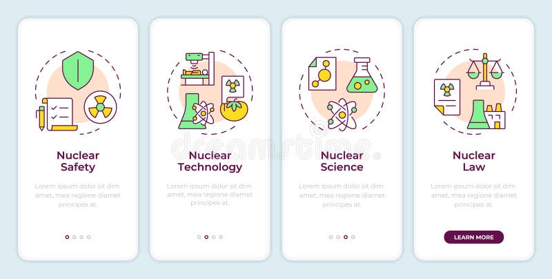 Nuclear Applications Onboarding Mobile App Screen Stock Vector ...