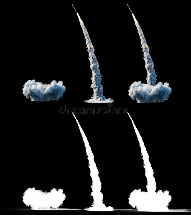 Nuclear Ballistic Rocket, Complex. Launch Rocket, Dust. Isolate. 3d ...