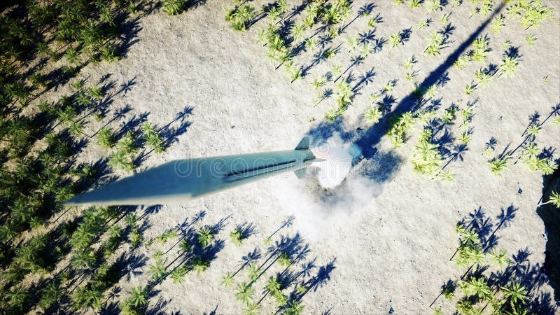 Nuclear Ballistic Rocket, Complex. Launch Rocket, Dust. 3d Rendering ...