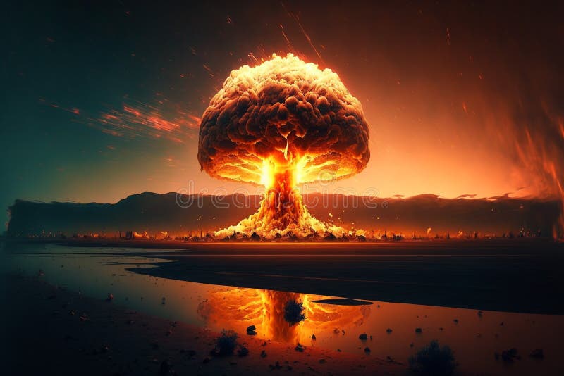 Nuclear Blast and Explosion. Generative AI Illustration. Stock ...