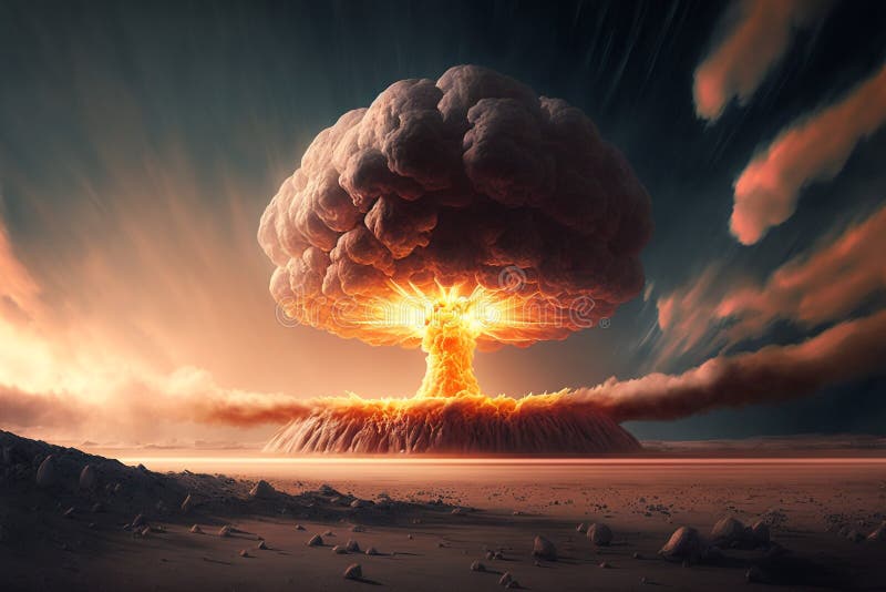 Nuclear Blast and Explosion. Generative AI Illustration. Stock ...