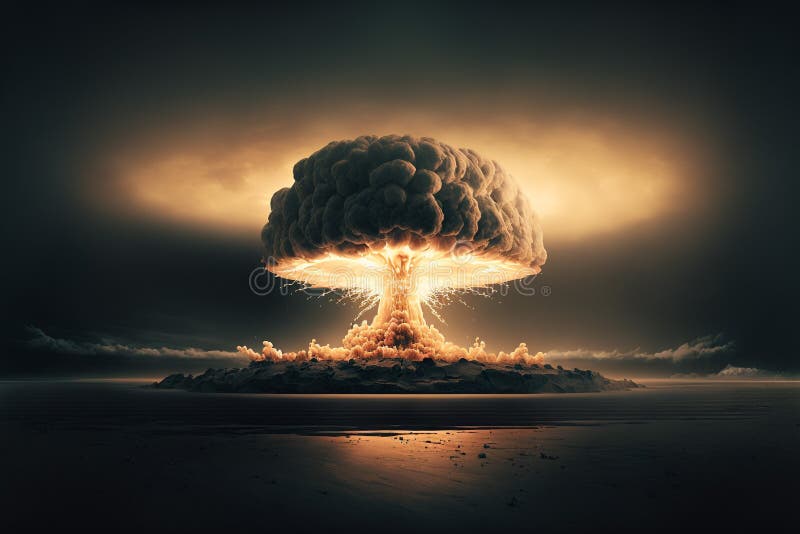 Nuclear Blast One Line Art, Hand-drawn Radiation Mushroom, World ...