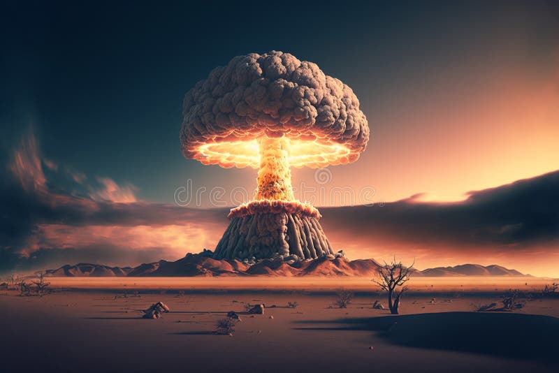 Nuclear Blast and Explosion. Generative AI Illustration. Stock ...