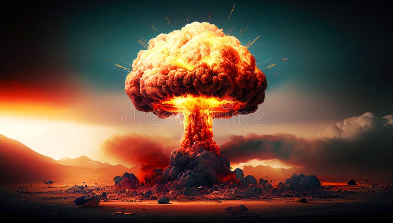 A Nuclear Blast Rocks the Urban Landscape. City Under Attack Stock ...