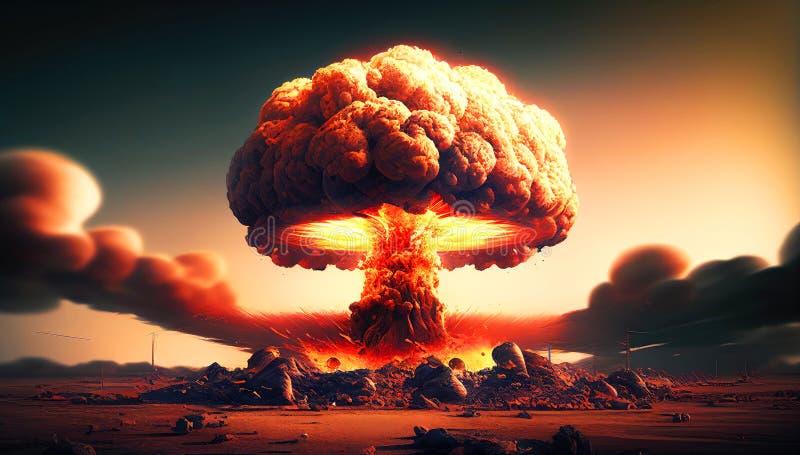 A Nuclear Blast Rocks the Urban Landscape. City Under Attack Stock ...