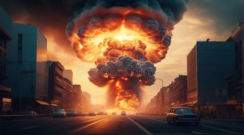 Nuclear Bomb Attack, Atomic Bomb Attack, Fire in the City, War Scene in ...