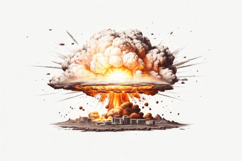 A Nuclear Bomb Exploded Over the City. Stock Illustration ...