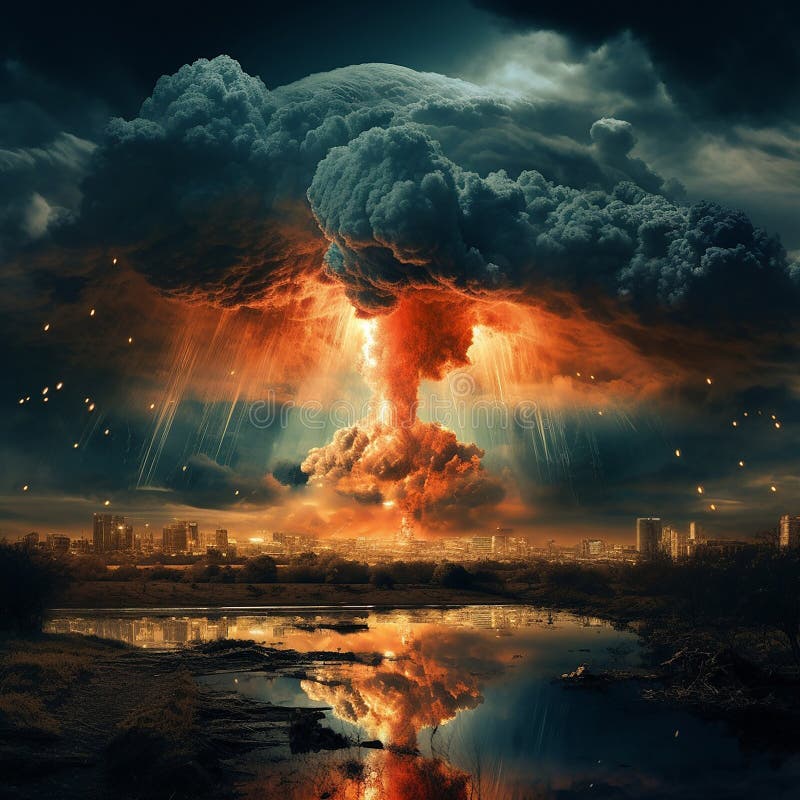 Nuclear Bomb Explosion Mushroom Cloud Illustration Generative AI ...