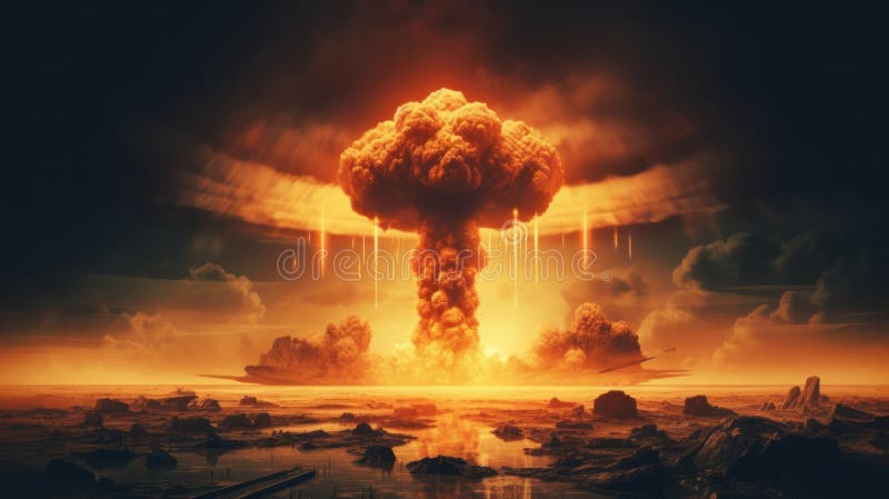 Nuclear Bomb Explosion in Nuclear War. Generative AI Stock Illustration ...