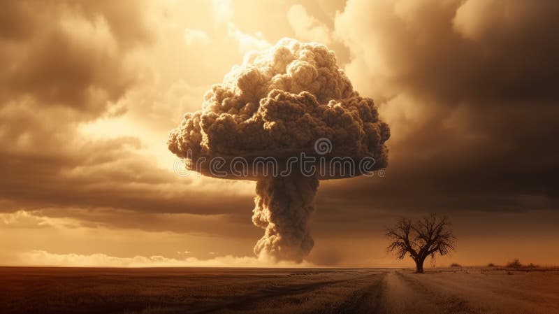 Nuclear Bomb Explosion in Nuclear War. Generative AI Stock Illustration ...