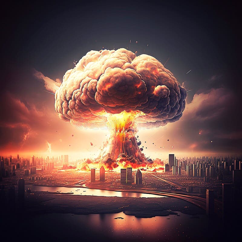 Nuclear Bomb Explosion, Nuclear War. Post-apocalypse Stock Illustration ...
