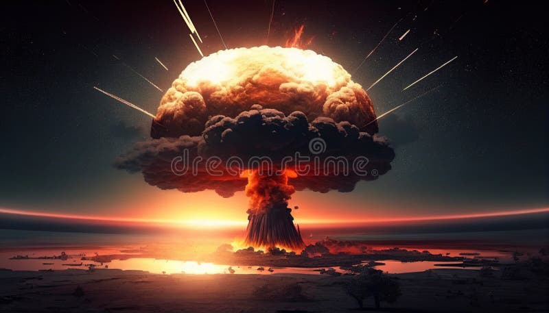 Nuclear Bomb Explosion during World War. AI Generated Stock ...
