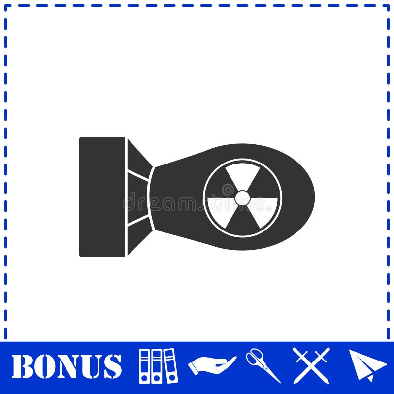 Nuclear bomb icon flat stock vector. Illustration of cartoon - 155278892