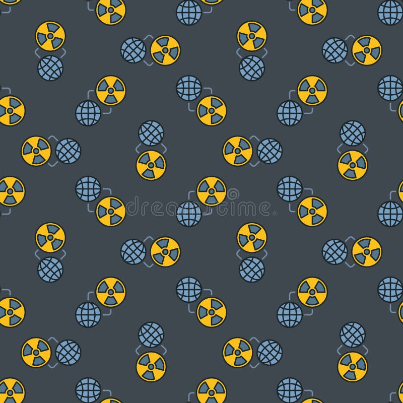 Nuclear Bomb in Space and Earth Globe Vector Colored Seamless Pattern ...