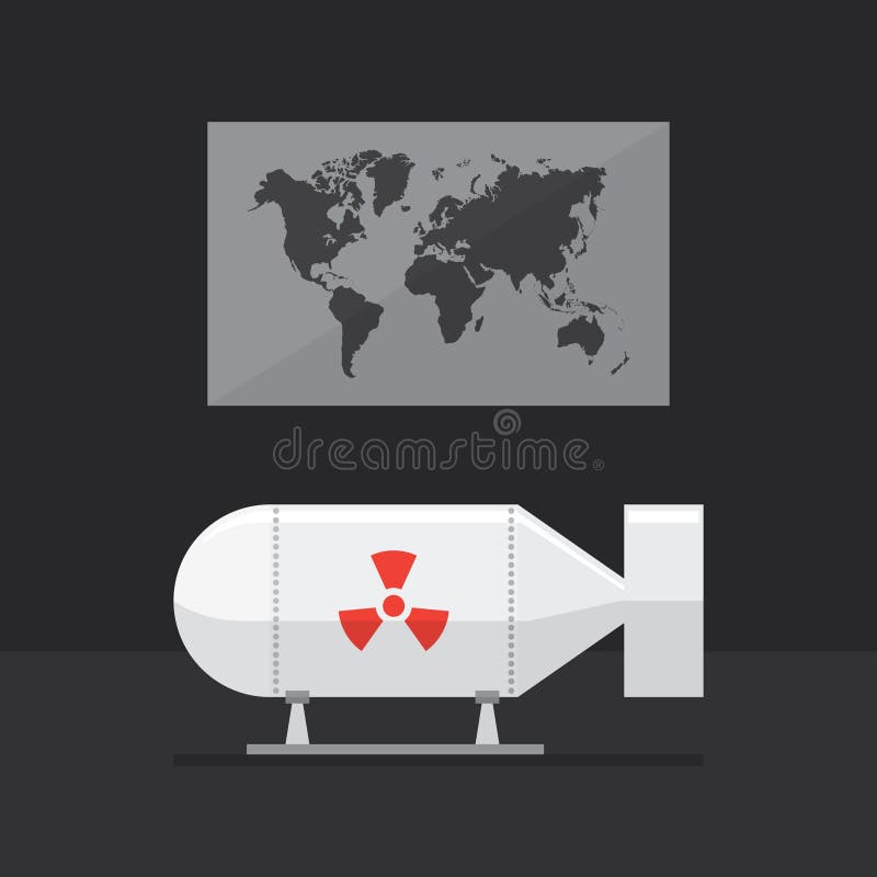 Nuclear Bomb on World Map Background Stock Vector - Illustration of ...
