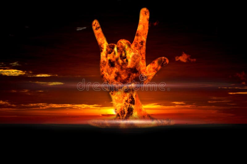 Nuclear Booming with Love on Hand Sign Stock Photo - Image of people ...
