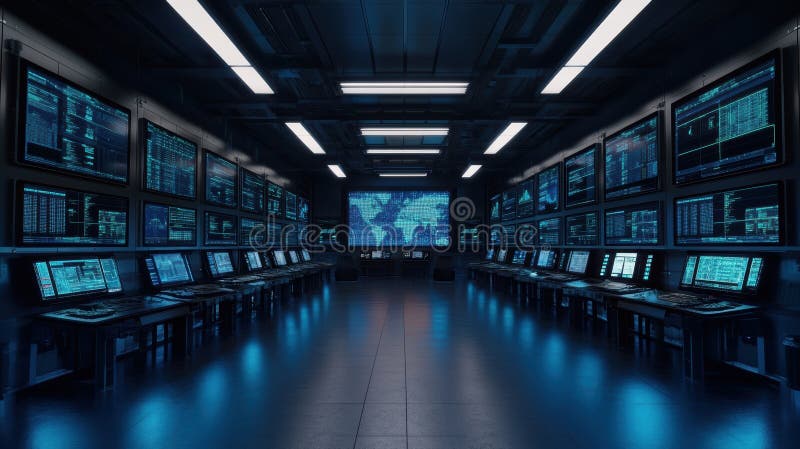 Nuclear Bunker Command Center Monitoring Global Activity Stock Image - Image of disasters, dark ...