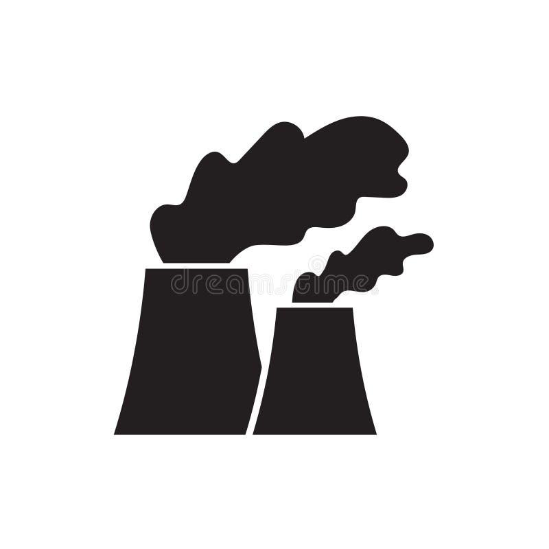 Nuclear or Coal Power Plant Icon Stock Vector - Illustration of black ...
