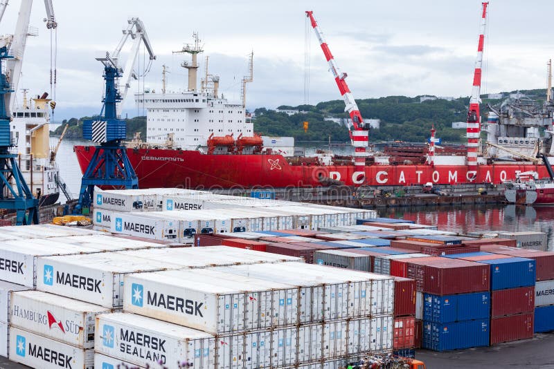 Nuclear container ship editorial stock image. Image of crane - 157649584