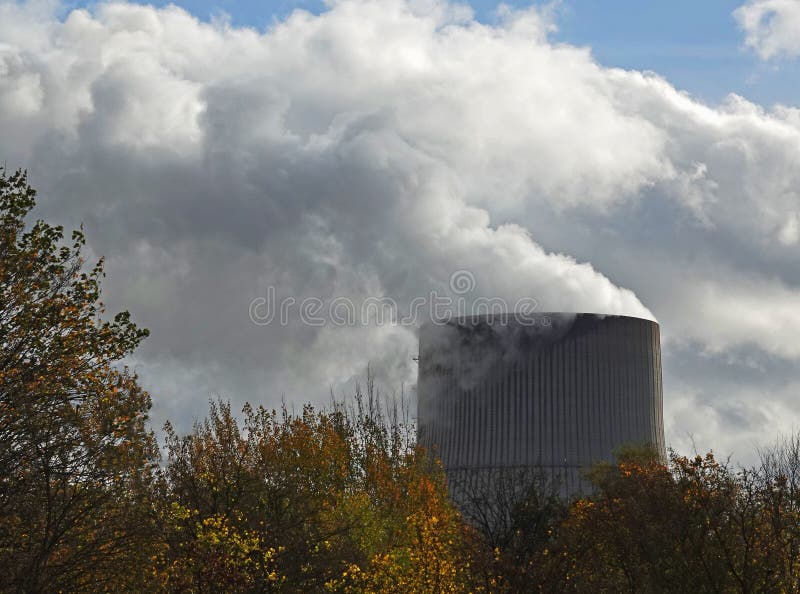 Nuclear Cooling Tower in Autumn Stock Image - Image of plant, electric ...