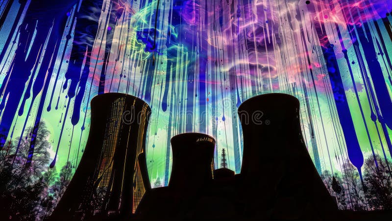 Nuclear Cooling Towers: Psychedelic Light & Eerie Vibe, Generative Ai ...