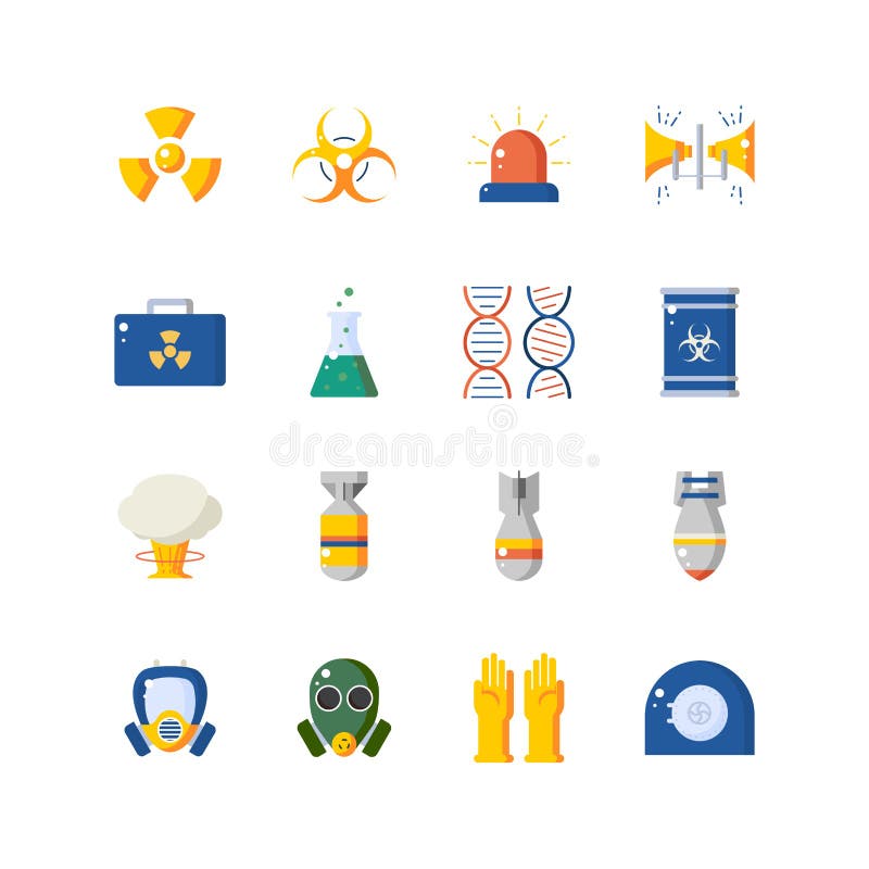 Nuclear Danger and Safety Icon Set. Stock Vector - Illustration of ...